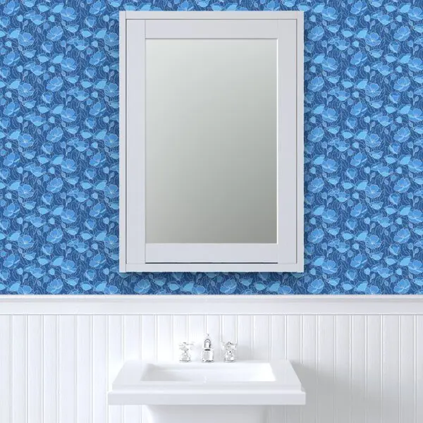 Spoonflower Flowers Spring Summer Watercolor Allover Custom Pre-pasted Wallpaper