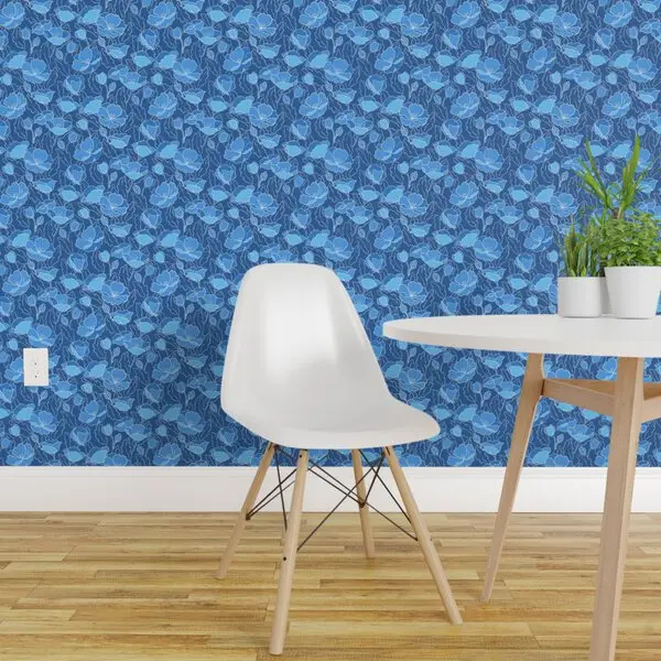 Spoonflower Flowers Spring Summer Watercolor Allover Custom Pre-pasted Wallpaper
