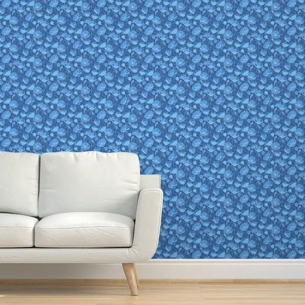Spoonflower Flowers Spring Summer Watercolor Allover Custom Pre-pasted Wallpaper