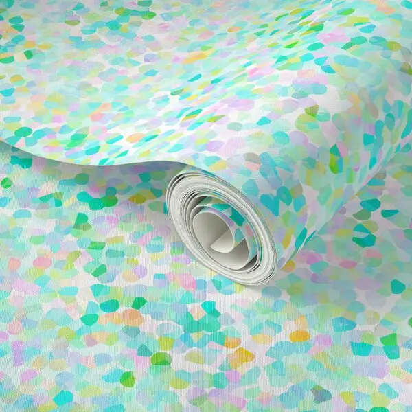 Spoonflower Dots Party Fantasy Celebration Birthday Pastel Custom Pre-pasted Wallpaper - Mint,teal,green