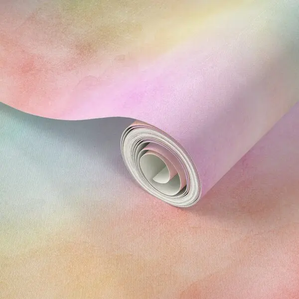 Spoonflower Pastel Watercolor Pattern Kawaii Texture Custom Removable Wallpaper - Rainbow