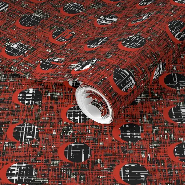 Spoonflower Jackson Pollock Moon Blood Movie Halloween Custom Removable Wallpaper - Red,brown,black