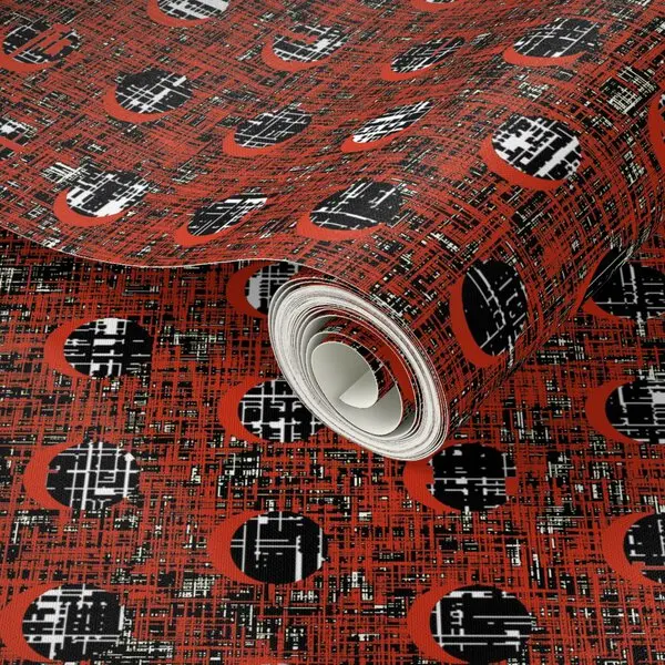 Spoonflower Jackson Pollock Moon Blood Movie Halloween Custom Removable Wallpaper - Red,brown,black