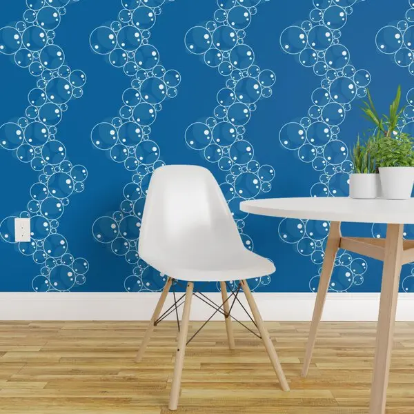 Spoonflower Nature Circles Water Bubbles Circle Shapes Custom Pre-pasted Wallpaper