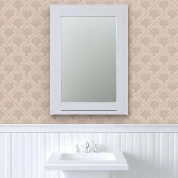 Spoonflower Taupe Floral Neutral Waterlily Elegant Custom Pre-pasted Wallpaper - Beige