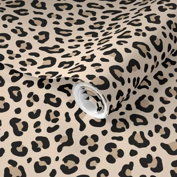 Spoonflower Black And White Punk Animals Spots Animal Leopard Custom Pre-pasted Wallpaper - Pink,black,gray