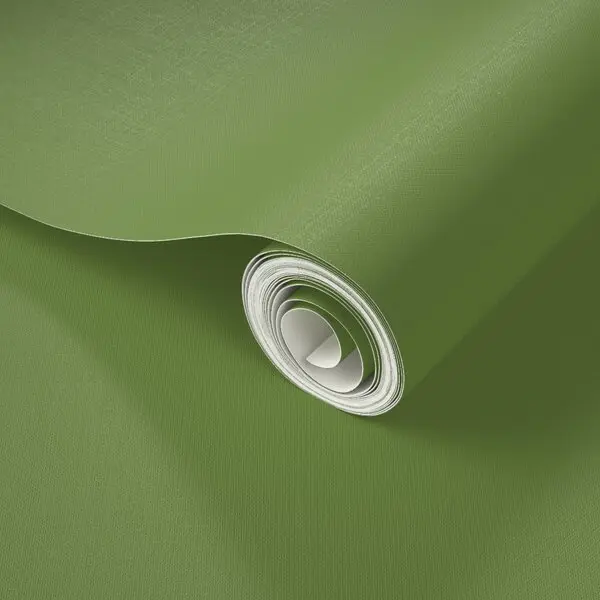 Spoonflower Solid Dark Custom Pre-pasted Wallpaper - Green