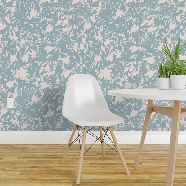 Spoonflower Movement Hand Painted Calming Colors Accent Wall Custom Pre-pasted Wallpaper - Cream