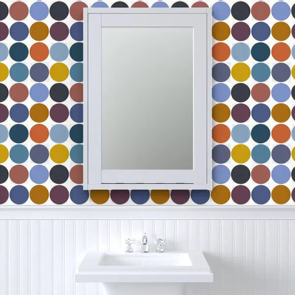 Spoonflower Retro Dots Polka Geometric Vintage Mid Custom Pre-pasted Wallpaper