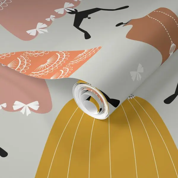 Spoonflower Dress Form Fashion Pretty Bows Dresses Ties Custom Pre-pasted Wallpaper - Pink