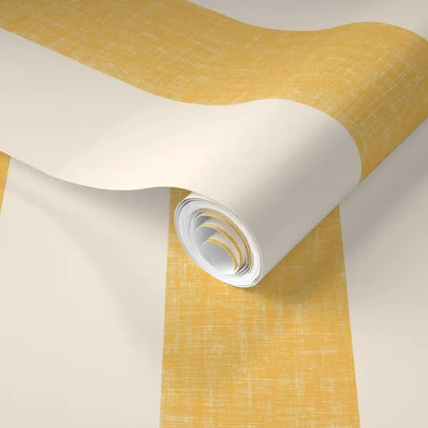 Spoonflower Lemon Stripe Amalfi Pool Cabana Simple Custom Pre-pasted Wallpaper