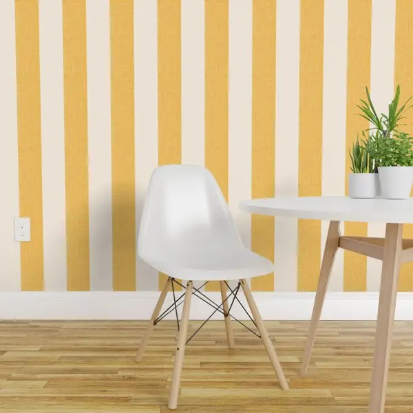 Spoonflower Lemon Stripe Amalfi Pool Cabana Simple Custom Pre-pasted Wallpaper