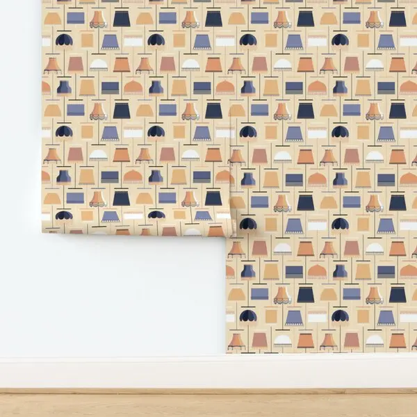Spoonflower Mid Century Modern Minimal Yellow Orange Custom Pre-pasted Wallpaper