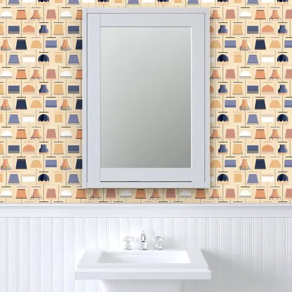 Spoonflower Mid Century Modern Minimal Yellow Orange Custom Pre-pasted Wallpaper