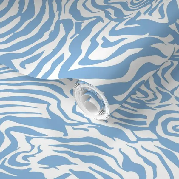 Spoonflower Cornflower Nautical Abstract Lines Ocean Custom Pre-pasted Wallpaper