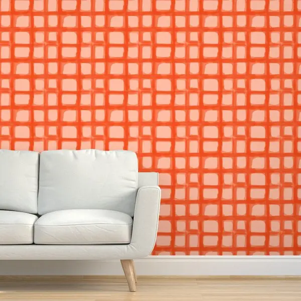 Spoonflower Watercolor Grid Window Pane Modern Painted Custom Pre-pasted Wallpaper