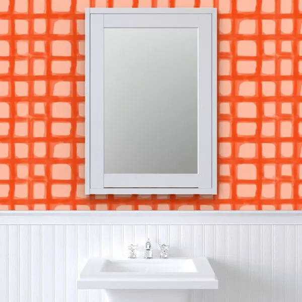 Spoonflower Watercolor Grid Window Pane Modern Painted Custom Pre-pasted Wallpaper