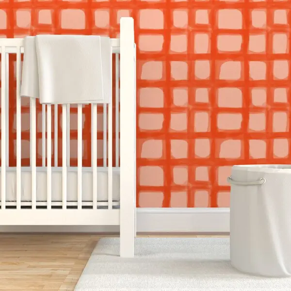 Spoonflower Watercolor Grid Window Pane Modern Painted Custom Pre-pasted Wallpaper