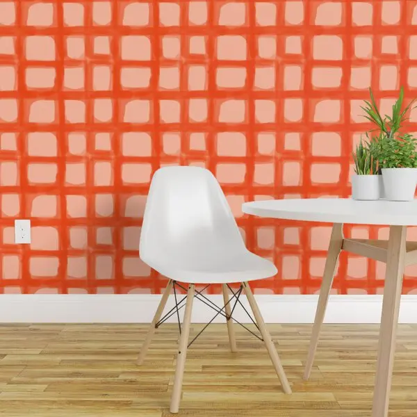 Spoonflower Watercolor Grid Window Pane Modern Painted Custom Pre-pasted Wallpaper