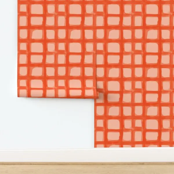 Spoonflower Watercolor Grid Window Pane Modern Painted Custom Pre-pasted Wallpaper