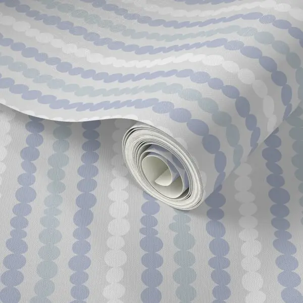 Spoonflower Coastal Stripe River Rocks Blue Cream Neutral Custom Pre-pasted Wallpaper - Gray