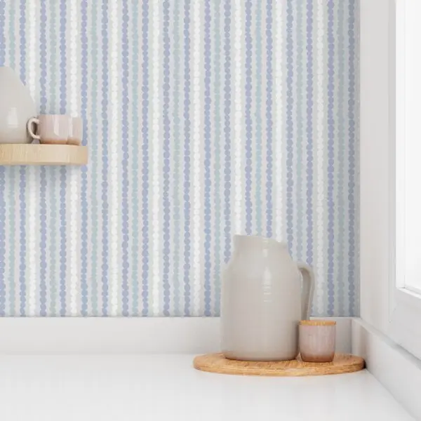 Spoonflower Coastal Stripe River Rocks Blue Cream Neutral Custom Pre-pasted Wallpaper