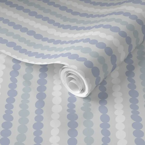 Spoonflower Coastal Stripe River Rocks Blue Cream Neutral Custom Pre-pasted Wallpaper