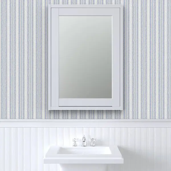 Spoonflower Coastal Stripe River Rocks Blue Cream Neutral Custom Pre-pasted Wallpaper