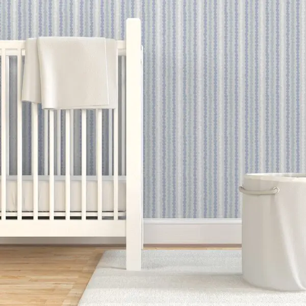 Spoonflower Coastal Stripe River Rocks Blue Cream Neutral Custom Pre-pasted Wallpaper
