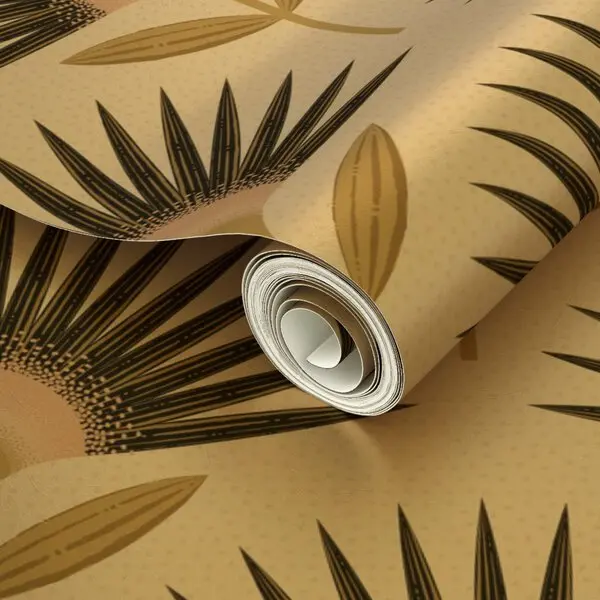 Spoonflower Flower Nature Modern Geometric Plant Neutral 100% Natural Sisal Grasscloth Wallcovering - Beige