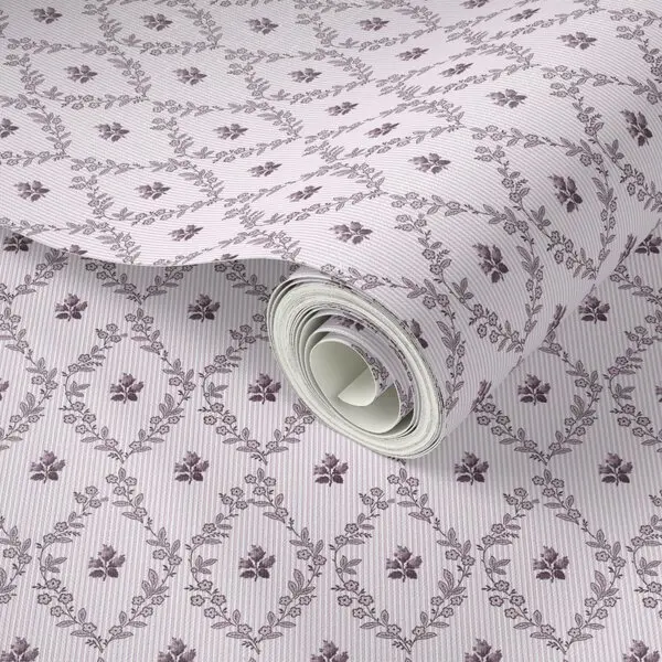 Spoonflower Vintage Floral Lavender Victorian Classical Custom Pre-pasted Wallpaper - Pink