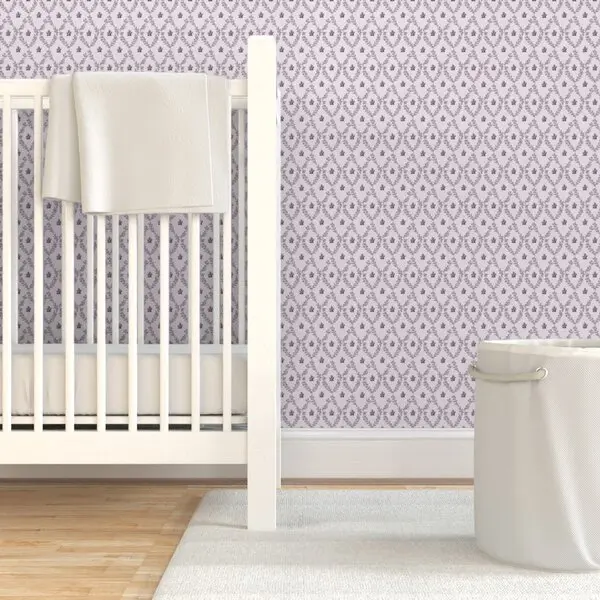 Spoonflower Vintage Floral Lavender Victorian Classical Custom Pre-pasted Wallpaper