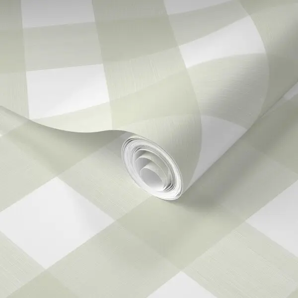 Spoonflower Gingham Plaid Buffalo Diagonal Modern Custom Pre-pasted Wallpaper - Green