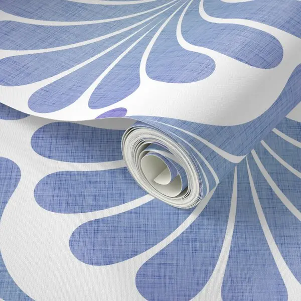 Spoonflower Geometric Floral Periwinkle Minimalist Custom Pre-pasted Wallpaper