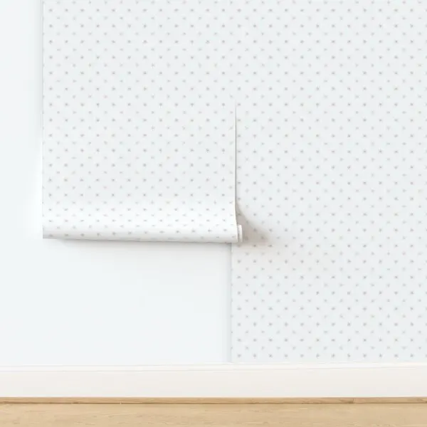 Spoonflower White Geometric Classic Kitsch Star Retro Custom Pre-pasted Wallpaper
