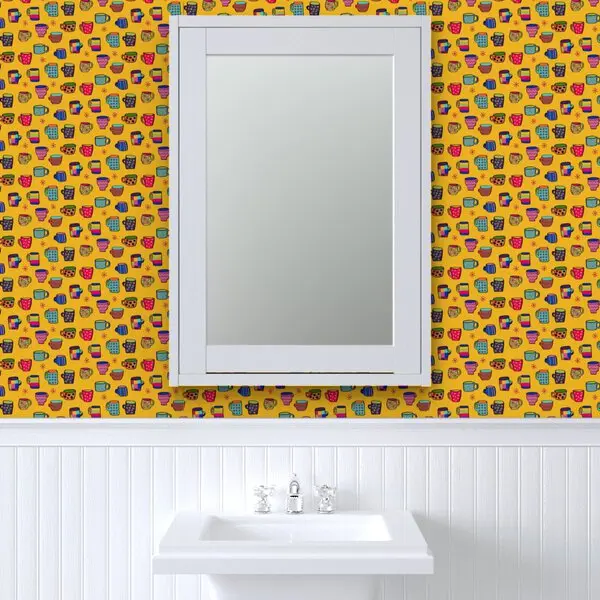 Spoonflower Whimsical Kitchen Mug Coffee Cup Kitsch Tea Custom Pre-pasted Wallpaper