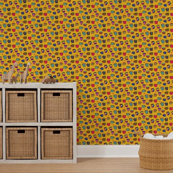 Spoonflower Whimsical Kitchen Mug Coffee Cup Kitsch Tea Custom Pre-pasted Wallpaper