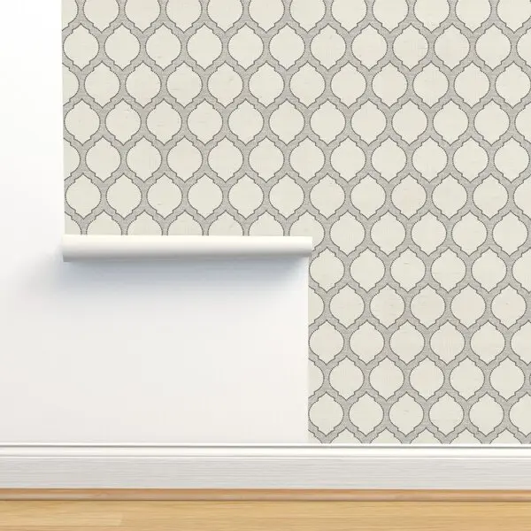 Spoonflower Moroccan Trellis Grey 100% Natural Sisal Grasscloth Wallcovering
