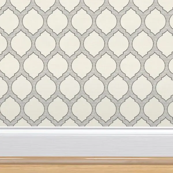 Spoonflower Moroccan Trellis Grey 100% Natural Sisal Grasscloth Wallcovering