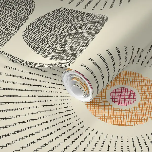 Spoonflower Mid Century Modern Retro Floral Neutral Gray Cream Custom Removable Wallpaper - Gray,cream