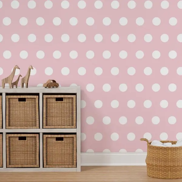 Spoonflower Bright Polka Dots Pale Ditsy Custom Pre-pasted Wallpaper