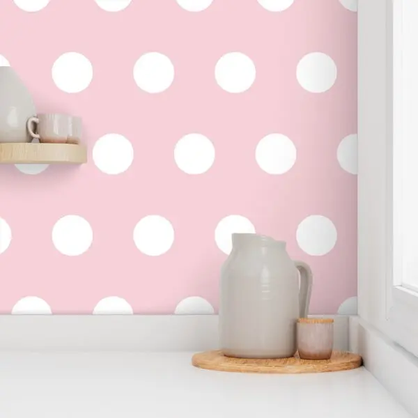 Spoonflower Bright Polka Dots Pale Ditsy Custom Pre-pasted Wallpaper