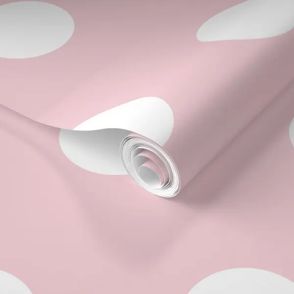 Spoonflower Bright Polka Dots Pale Ditsy Custom Pre-pasted Wallpaper - Pink