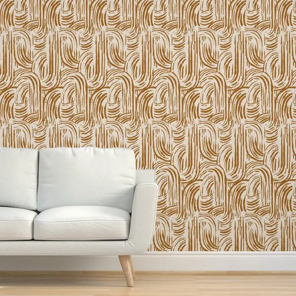 Spoonflower Salt Ochre 100% Natural Sisal Grasscloth Wallcovering