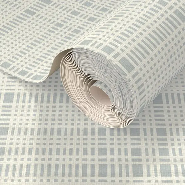 Spoonflower 6 Inch Loose Weave Cream On Soft Blue 100% Natural Sisal Grasscloth Wallcovering - Green,gray