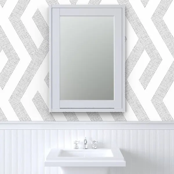 Spoonflower Minimal Zigzag Black And Graphic Lines Custom Pre-pasted Wallpaper