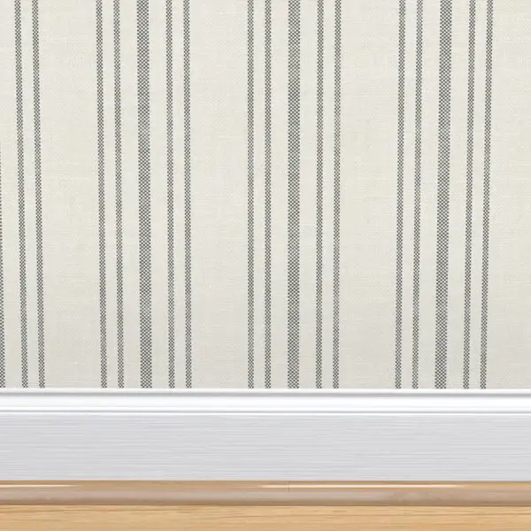 Spoonflower Aegean Multi Ticking Stripe Grey 100% Natural Sisal Grasscloth Wallcovering - Gray,green