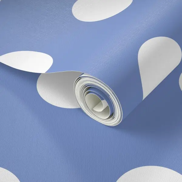 Spoonflower Bright Polka Dots Costal Beach Whimsical Custom Pre-pasted Wallpaper - Blue