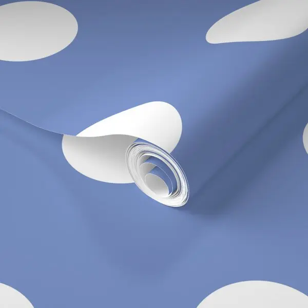 Spoonflower Bright Polka Dots Costal Beach Whimsical Custom Pre-pasted Wallpaper - Blue