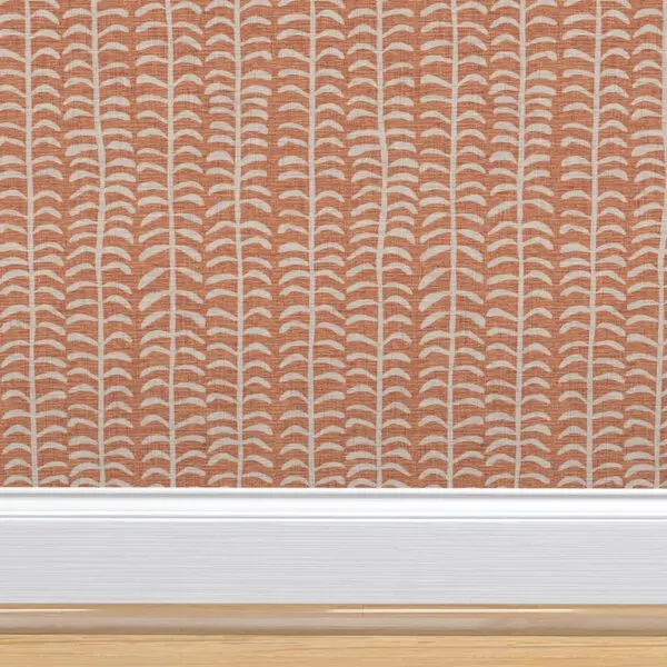 Spoonflower Grass Cloth Vine In Terracotta 100% Natural Sisal Grasscloth Wallcovering - Pink,brown